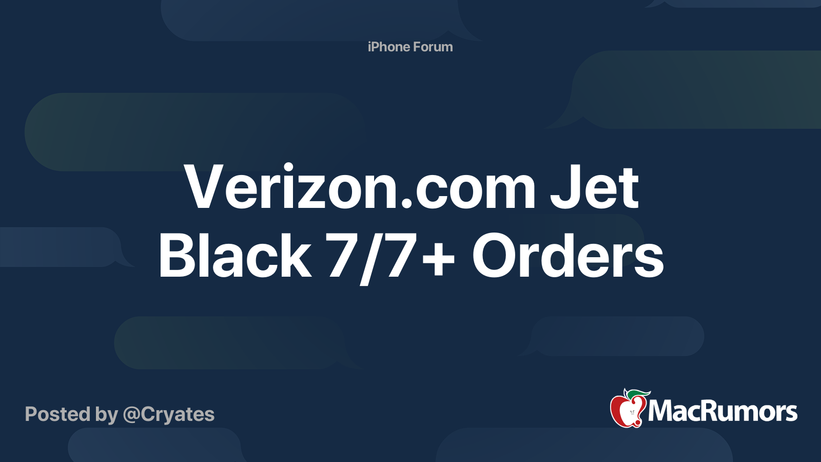 Verizon.com Jet Black 7/7+ Orders | MacRumors Forums