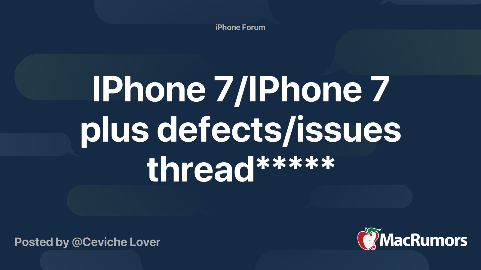 IPhone 7/IPhone 7 plus defects/issues thread***** | MacRumors Forums