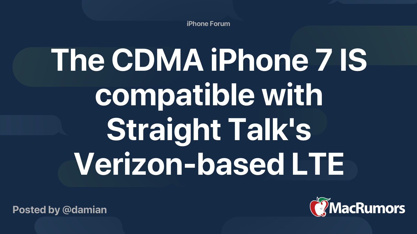 The CDMA iPhone 7 IS compatible with Straight Talk's Verizon-based LTE ...