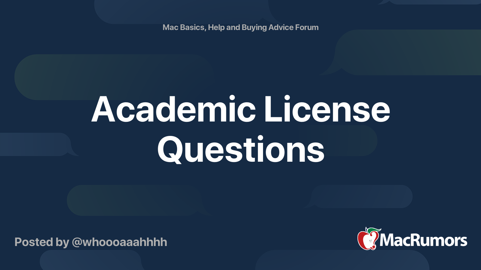 Academic License Questions | MacRumors Forums