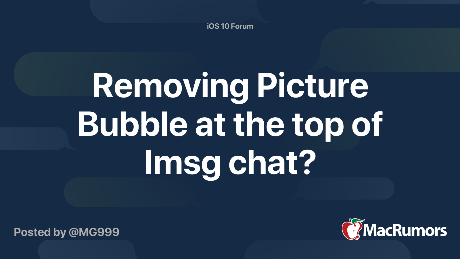 Removing Picture Bubble at the top of Imsg chat? | MacRumors Forums