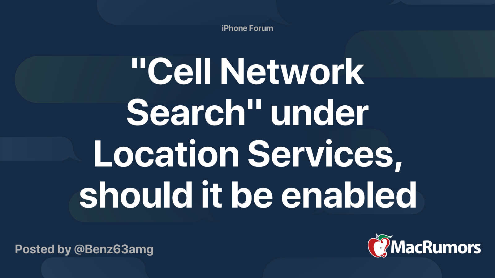 "Cell Network Search" under Location Services, should it be enabled or ...