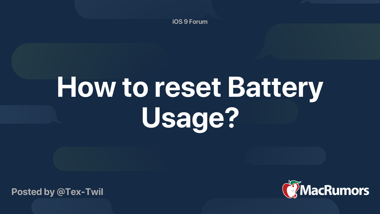 How to reset Battery Usage? | MacRumors Forums