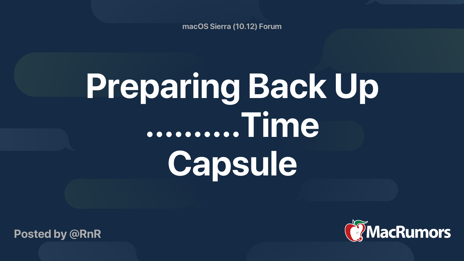 Preparing Back Up ..........Time Capsule | MacRumors Forums