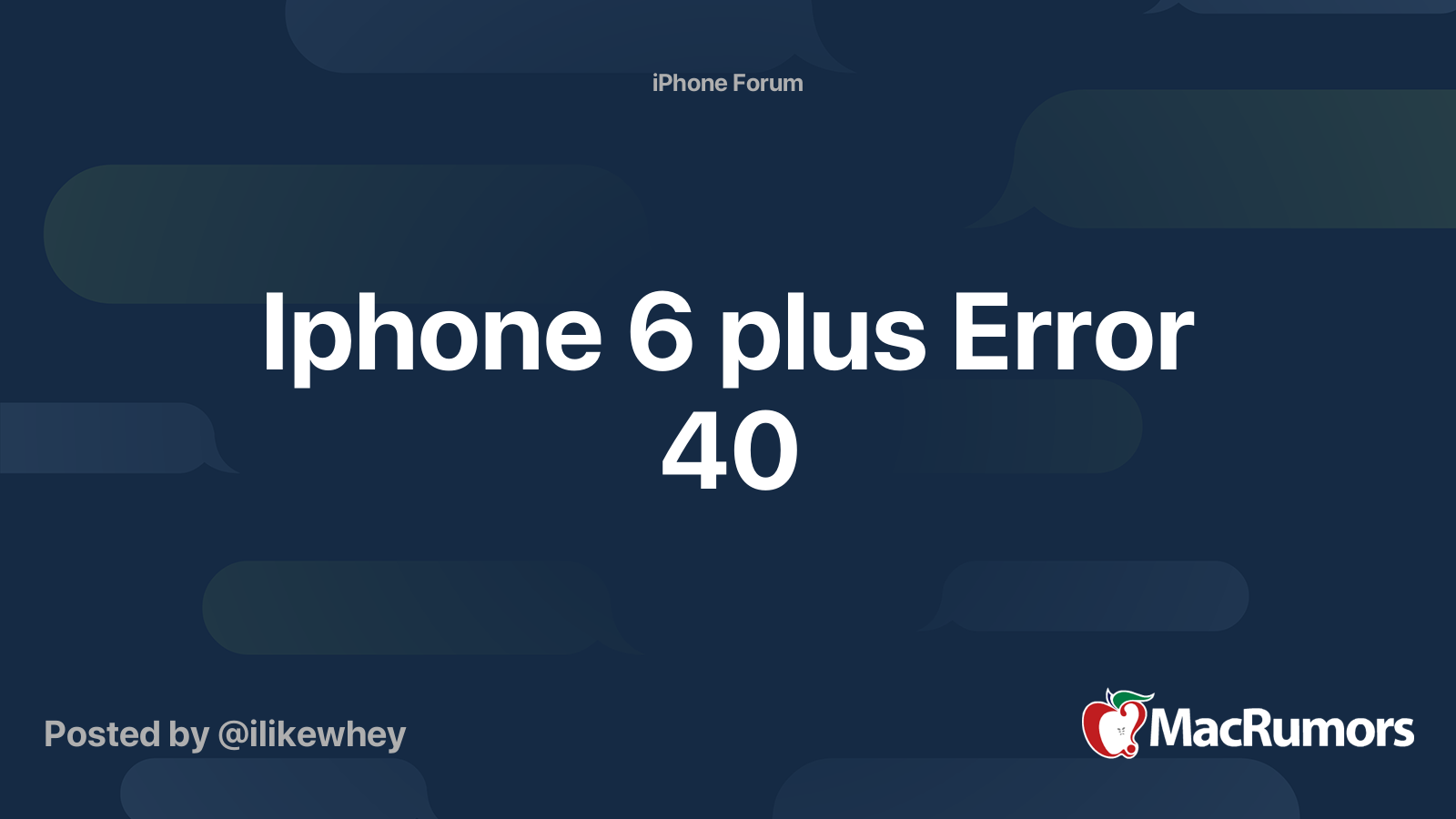 Iphone 6 plus Error 40 | MacRumors Forums