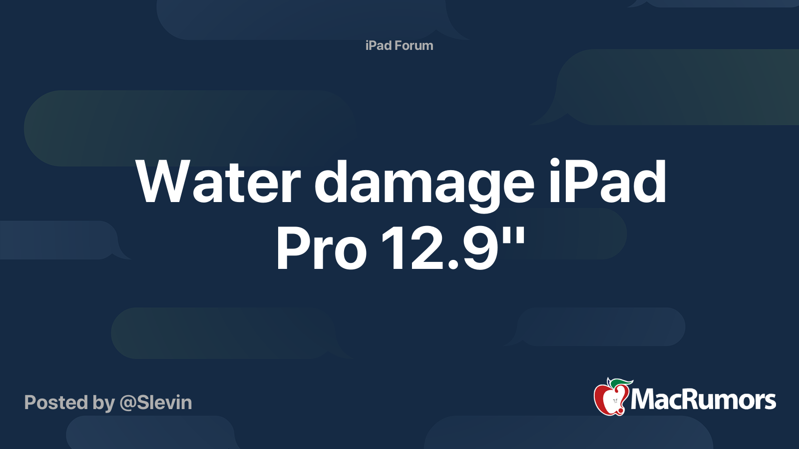 Water damage iPad Pro 12.9" | MacRumors Forums