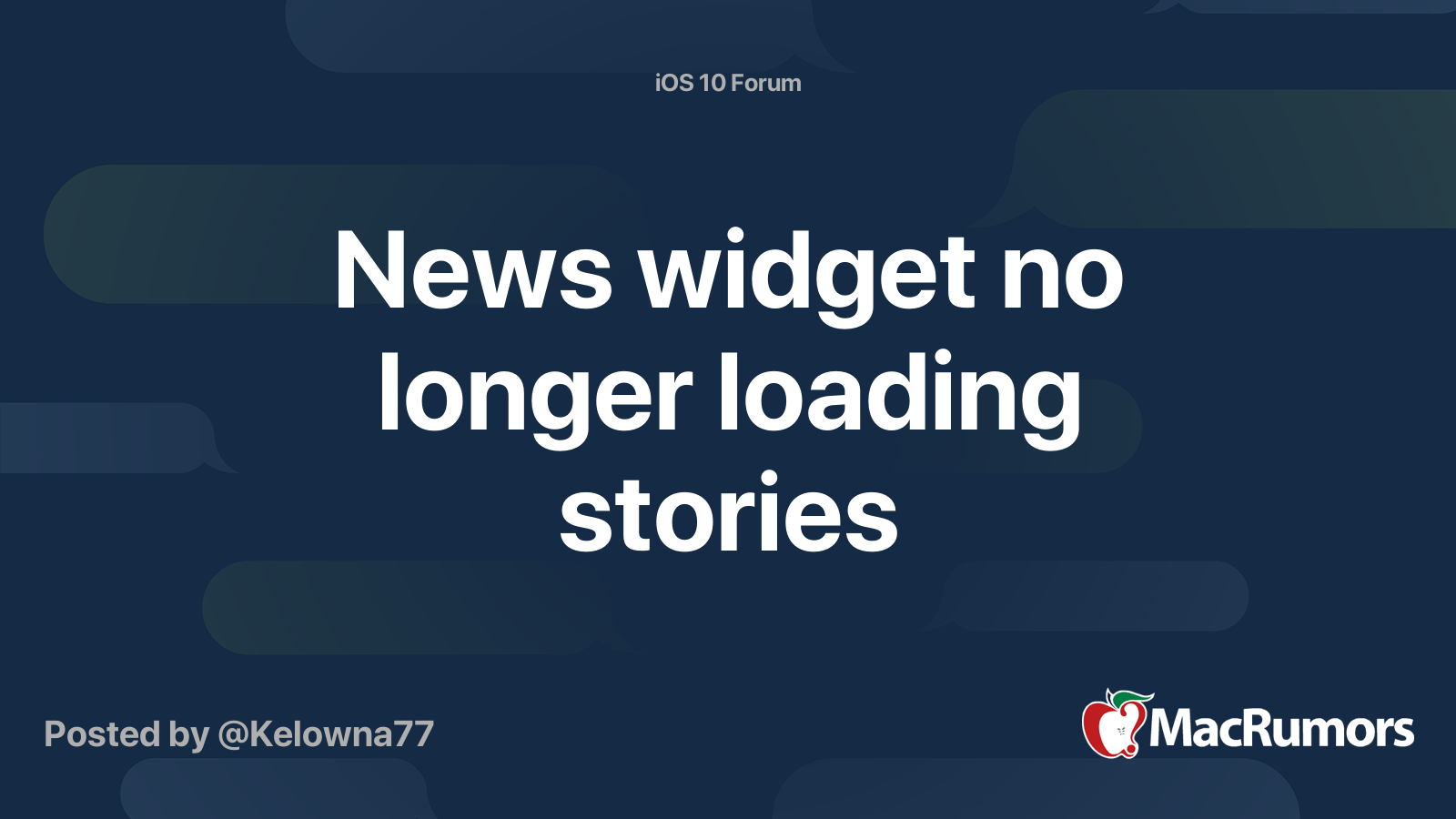 News widget no longer loading stories | MacRumors Forums