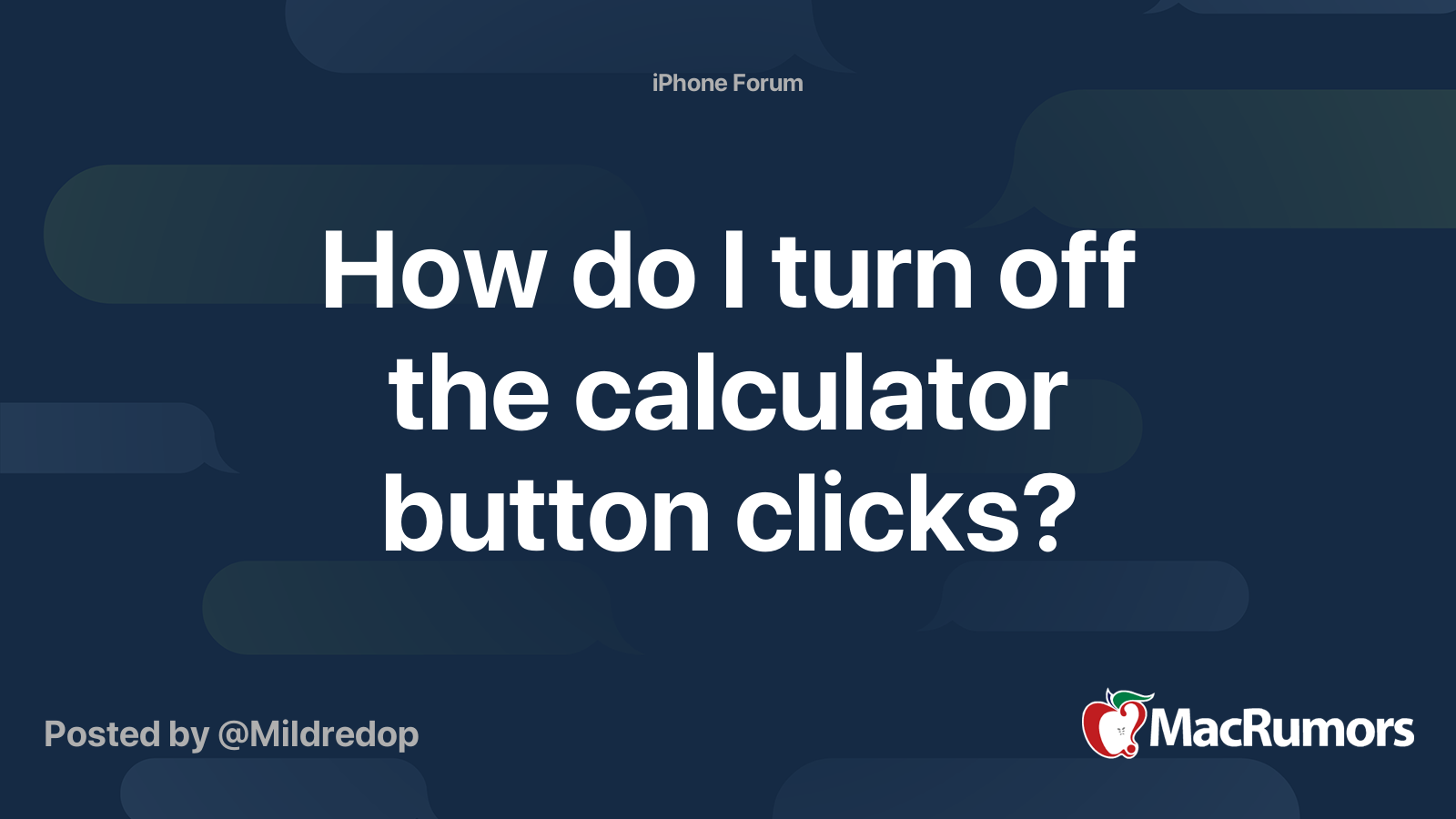 How do I turn off the calculator button clicks? | MacRumors Forums