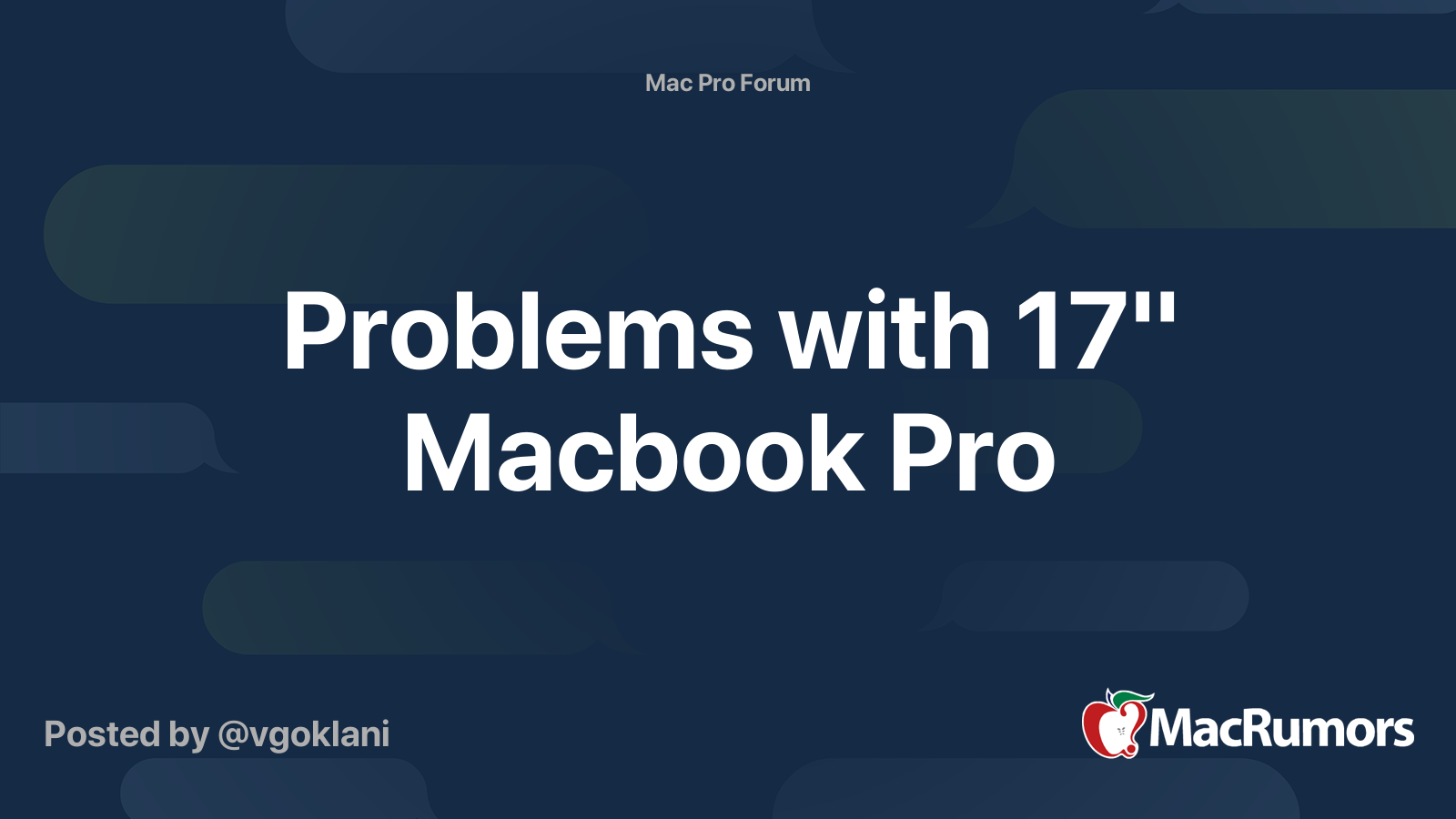 Problems with 17" Macbook Pro | MacRumors Forums