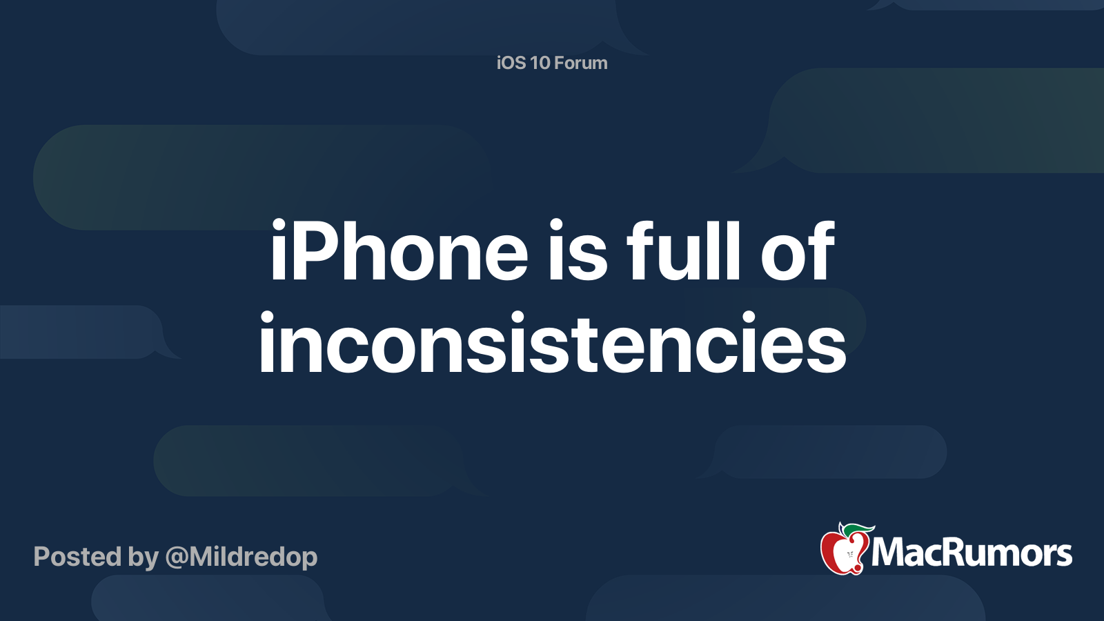 iPhone is full of inconsistencies | MacRumors Forums