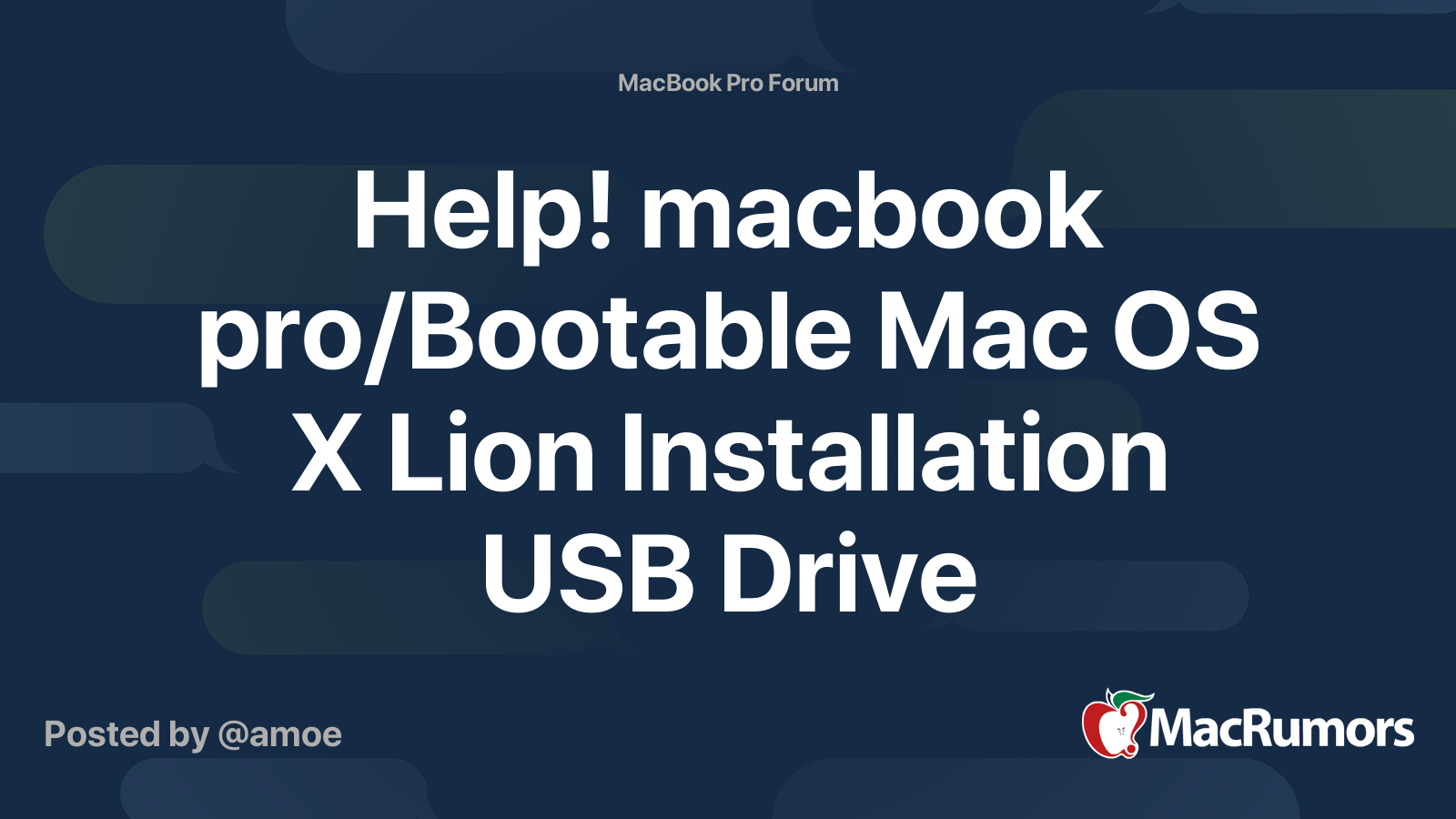 Help! macbook pro/Bootable Mac OS X Lion Installation USB Drive ...