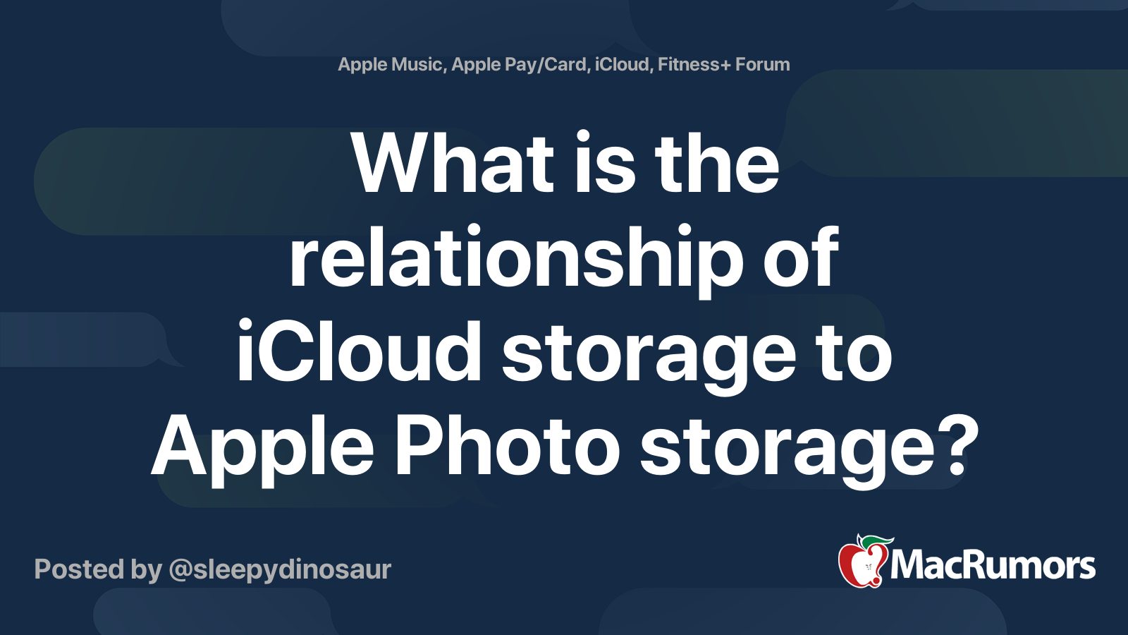 What is the relationship of iCloud storage to Apple Photo storage? | MacRumors Forums