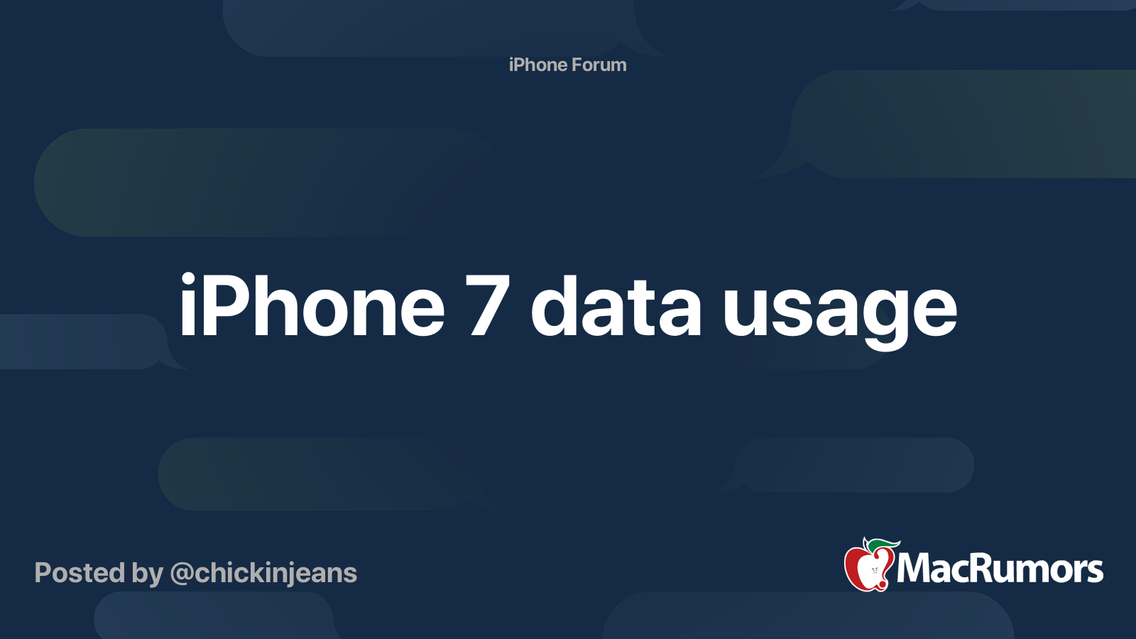iPhone 7 data usage | MacRumors Forums