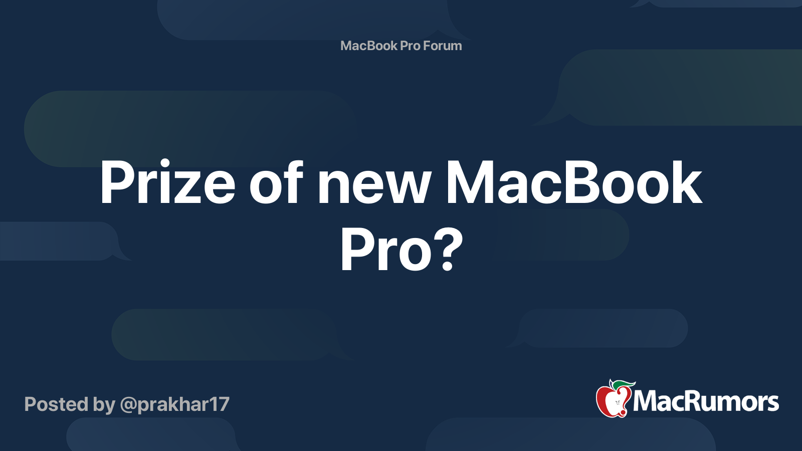 Prize of new MacBook Pro? | MacRumors Forums