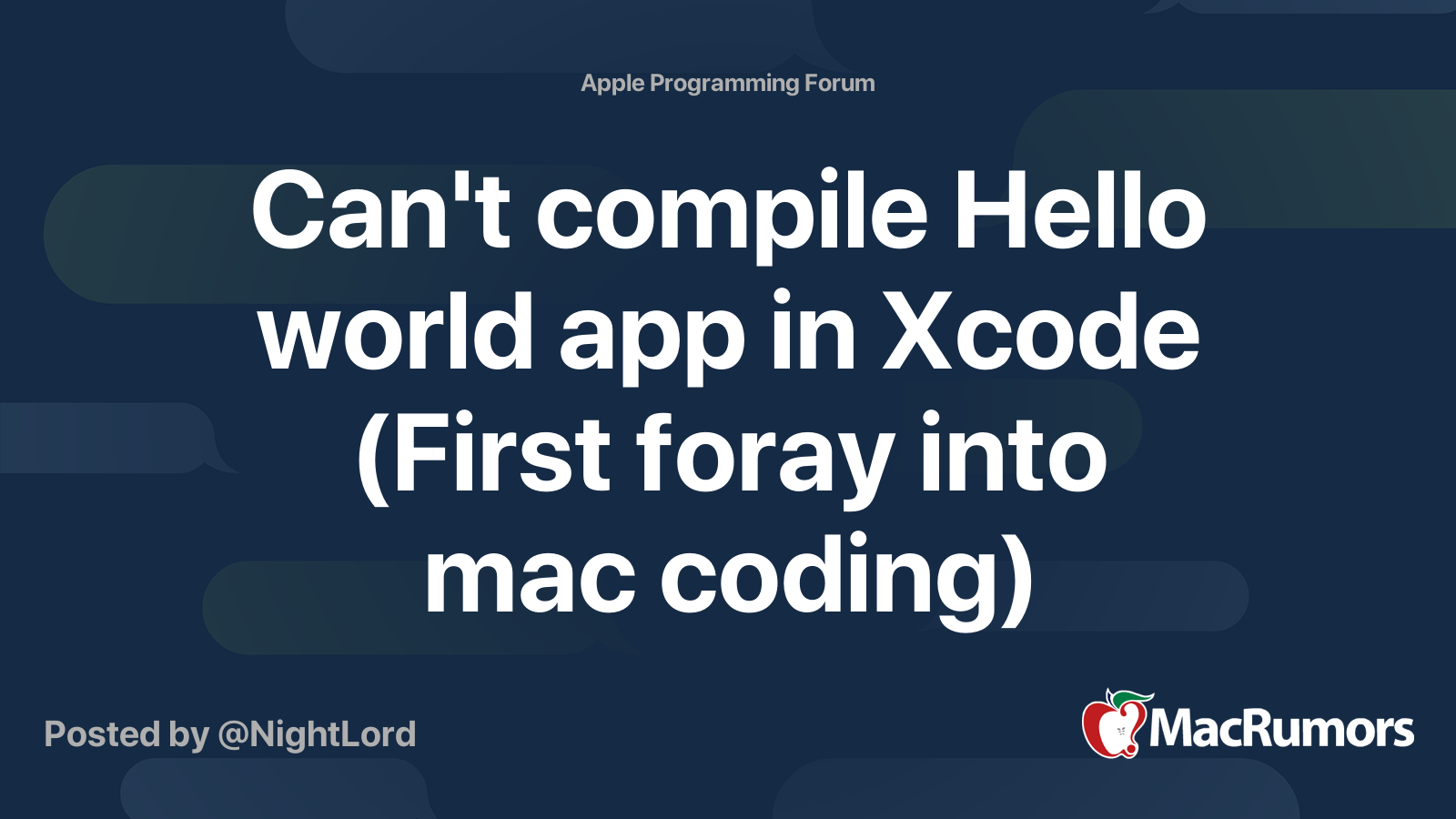Cant Compile Hello World App In Xcode First Foray Into Mac Coding Macrumors Forums