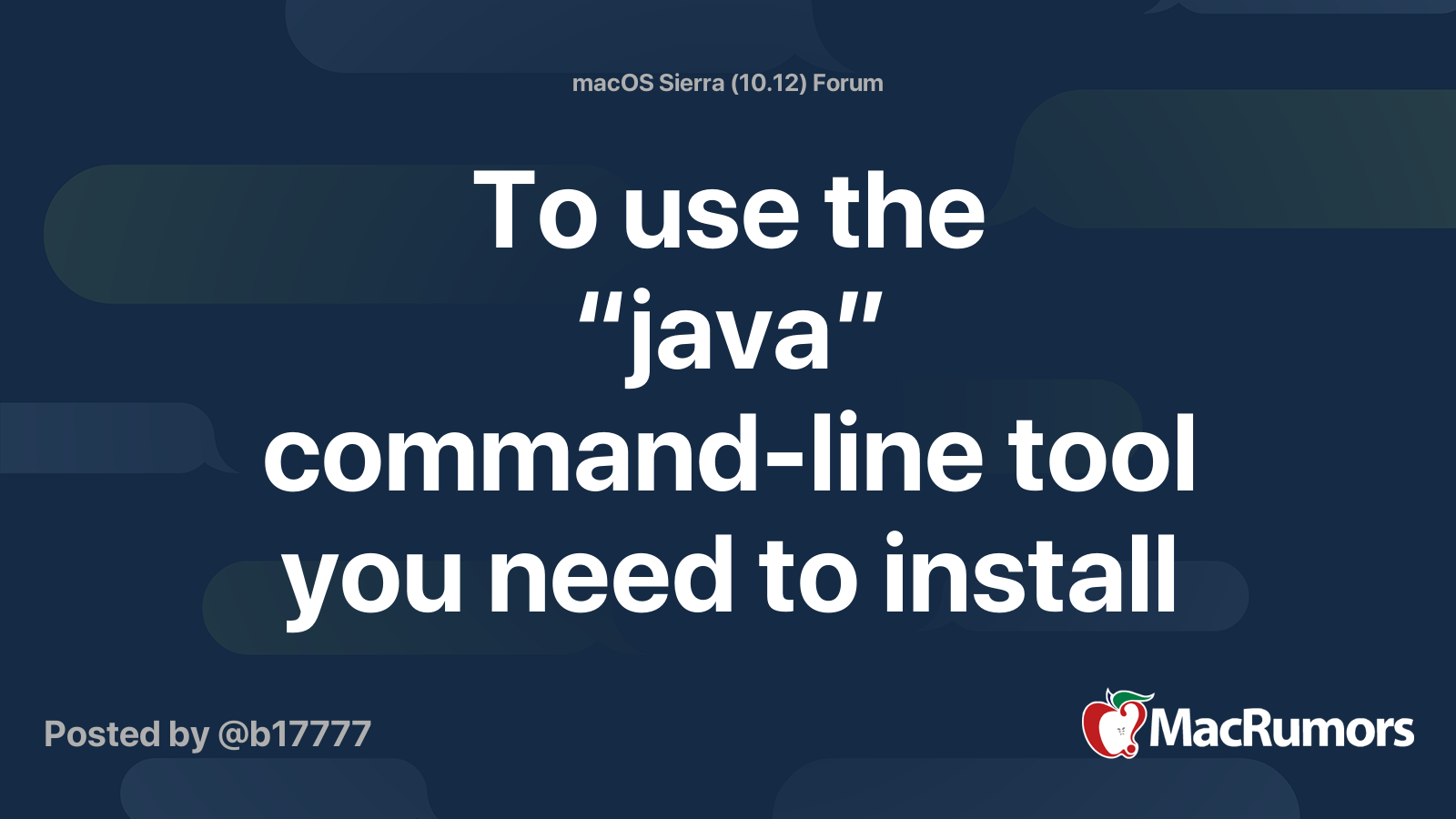 To Use The “java” Command Line Tool You Need To Install A Jdk Macrumors Forums 4256