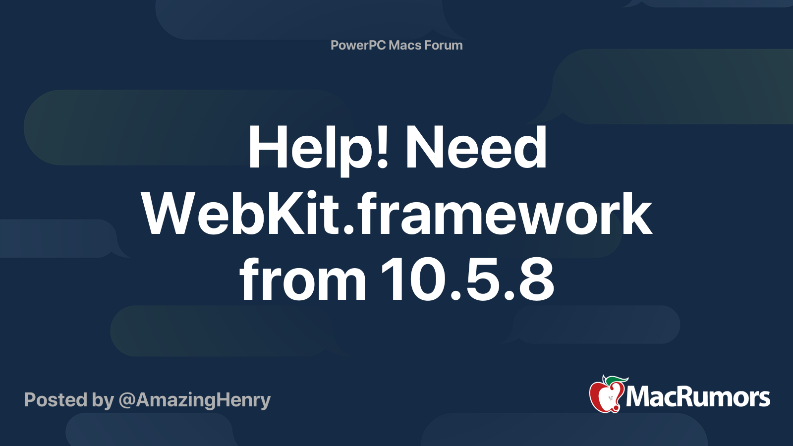 Help! Need WebKit.framework from 10.5.8 | MacRumors Forums
