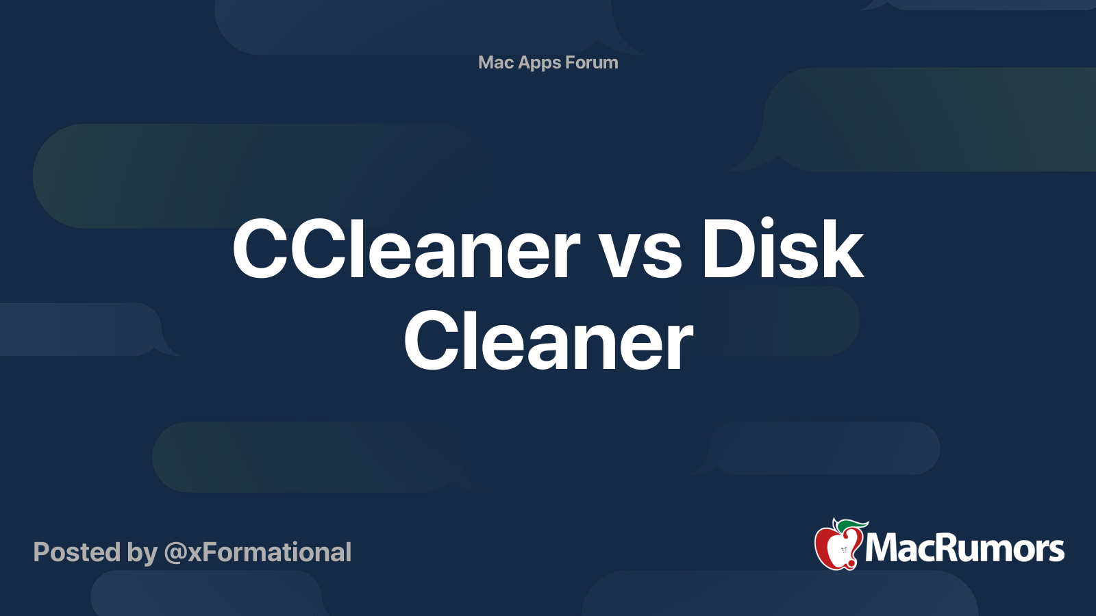 CCleaner vs Disk Cleaner | MacRumors Forums