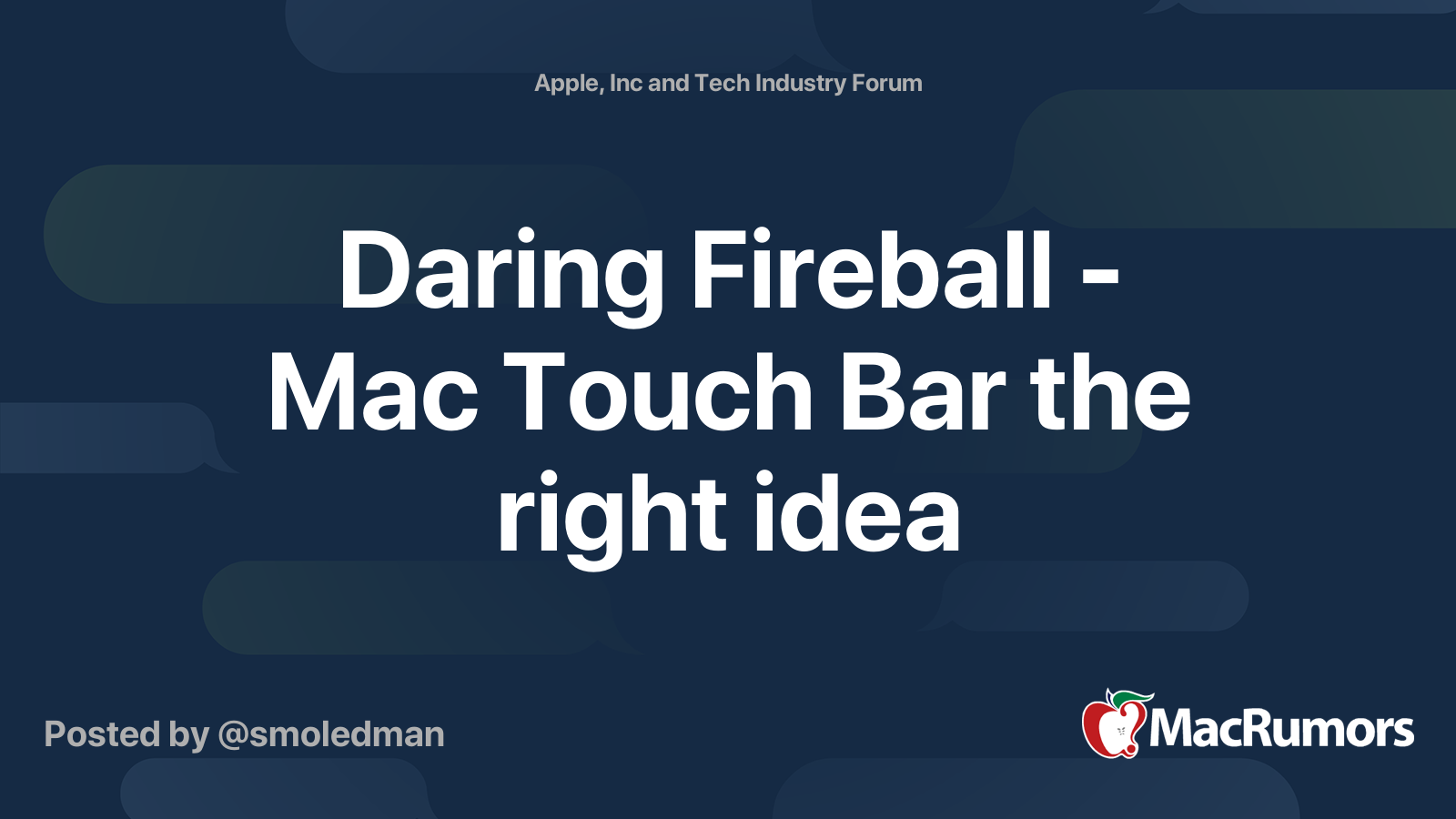Daring Fireball - Mac Touch Bar the right idea | MacRumors Forums