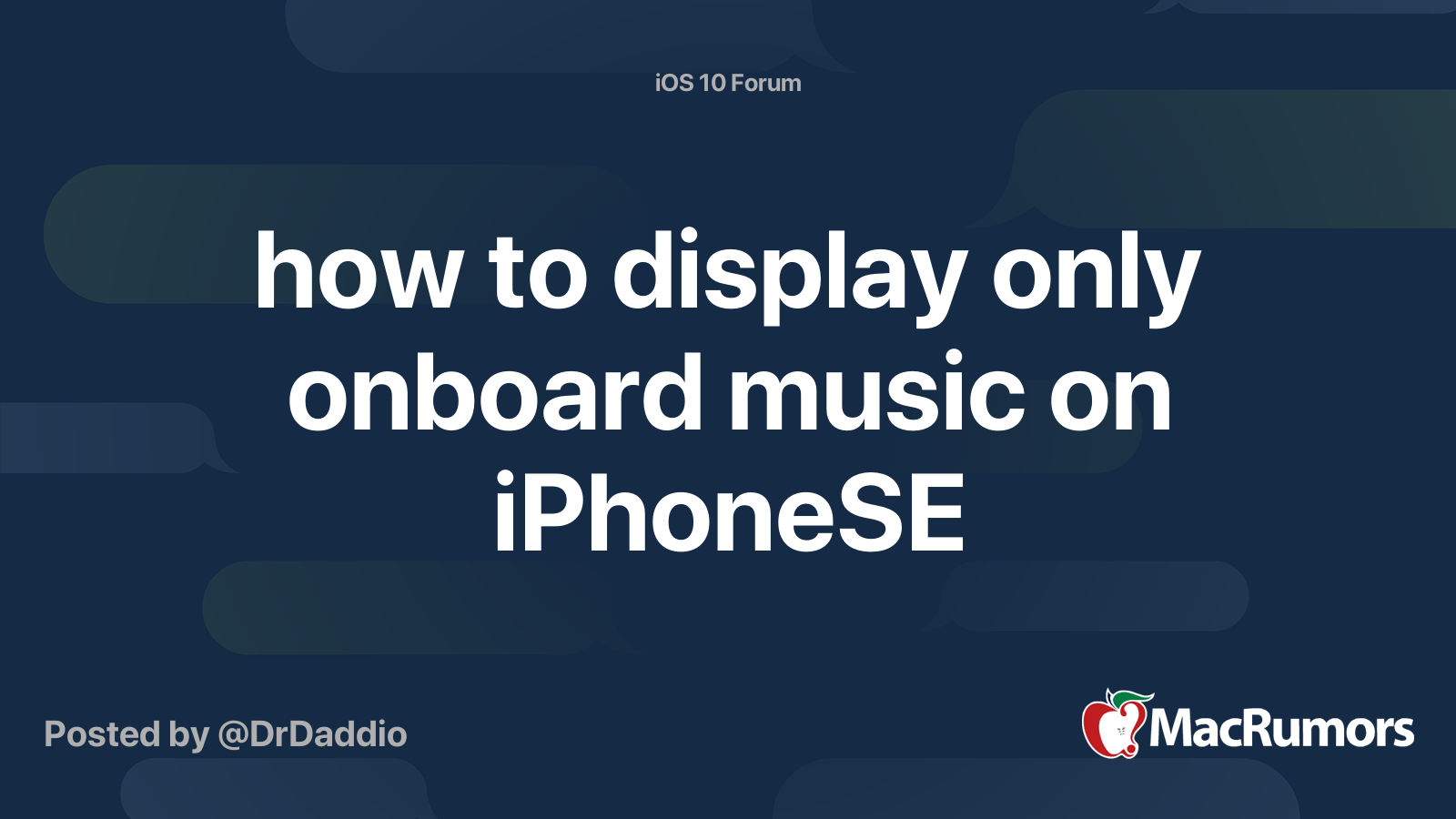 how to display only onboard music on iPhoneSE | MacRumors Forums