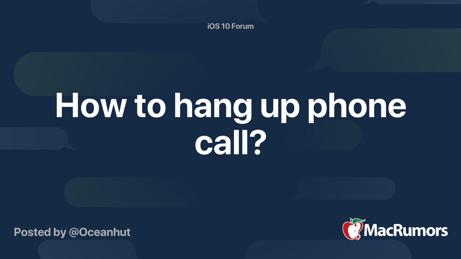 How to hang up phone call? | MacRumors Forums
