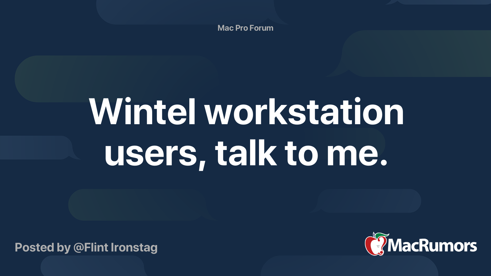 Wintel workstation users, talk to me. | MacRumors Forums