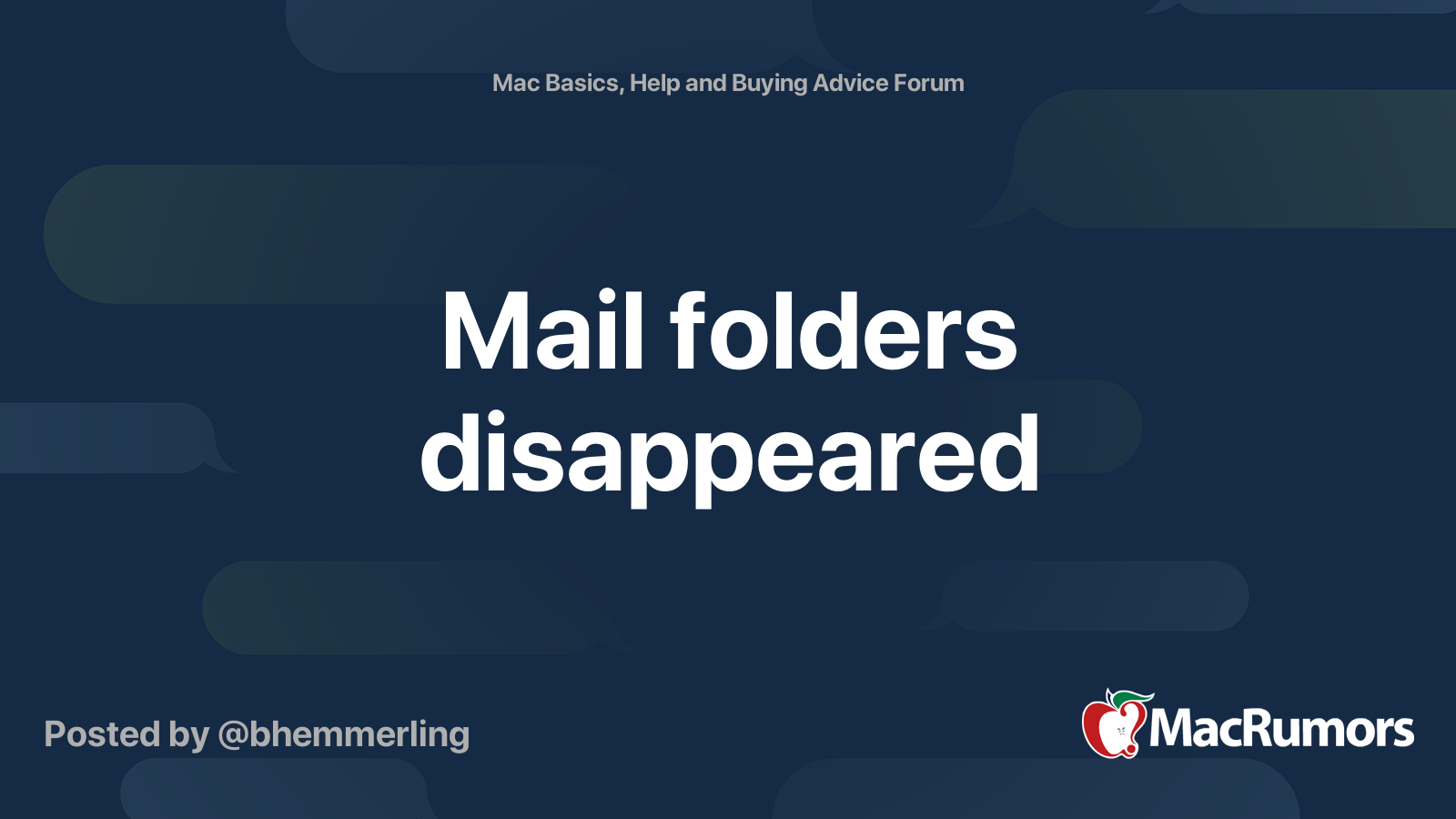 Mail folders disappeared | MacRumors Forums