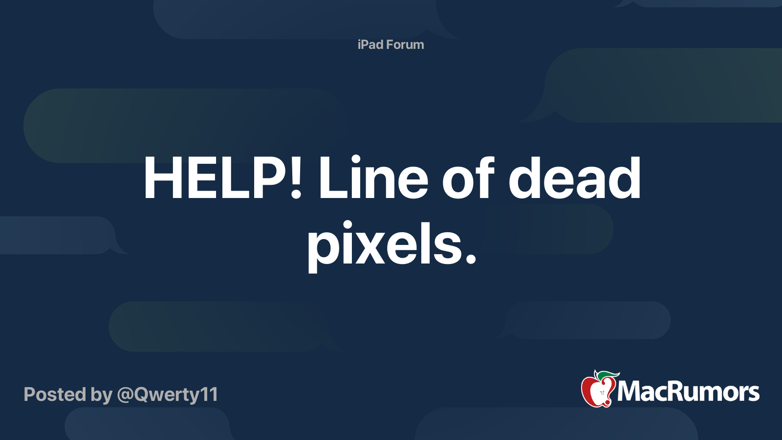 HELP! Line of dead pixels. | MacRumors Forums