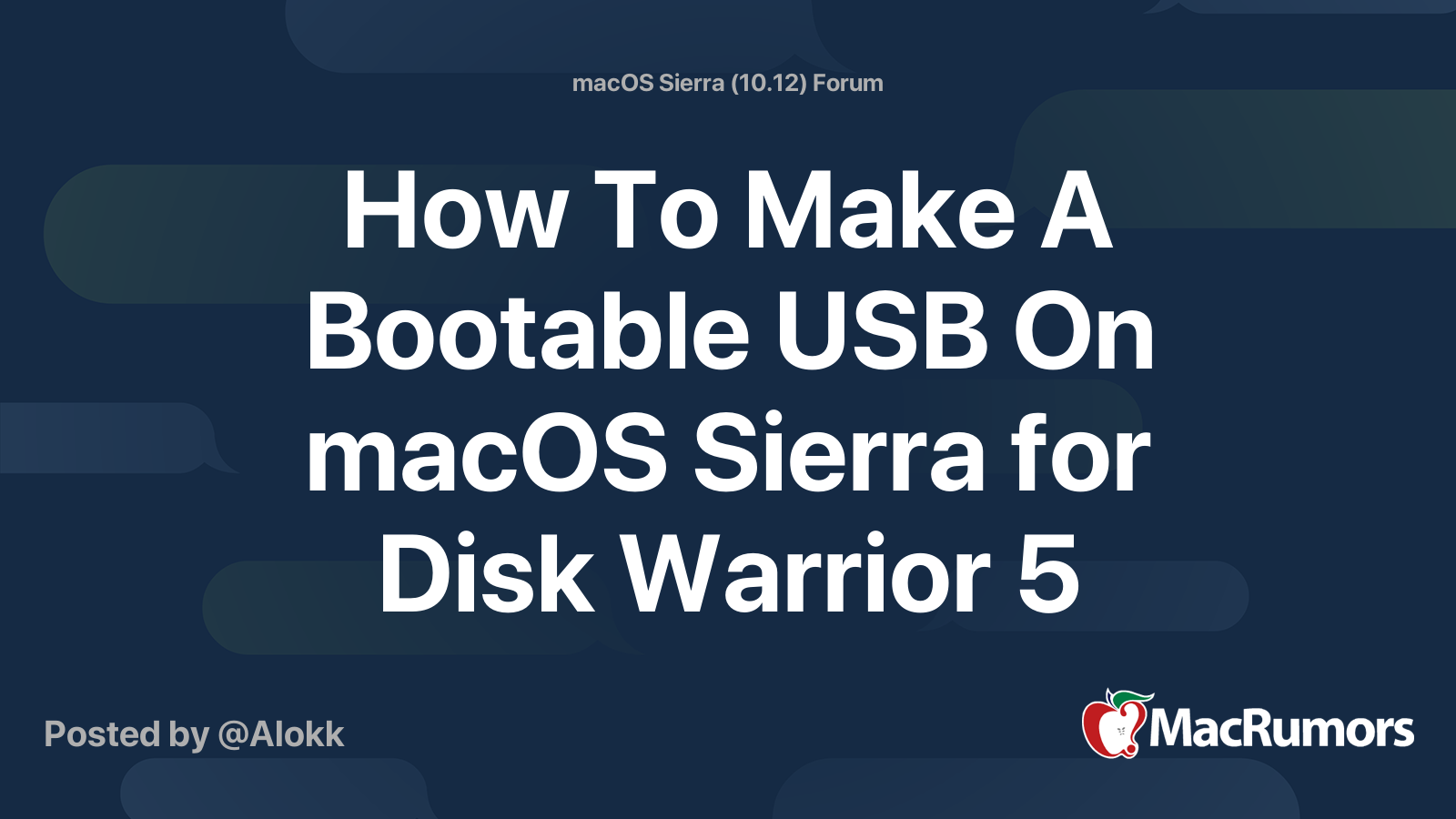 How To Make A Bootable USB On macOS Sierra for Disk Warrior 5 | MacRumors Forums