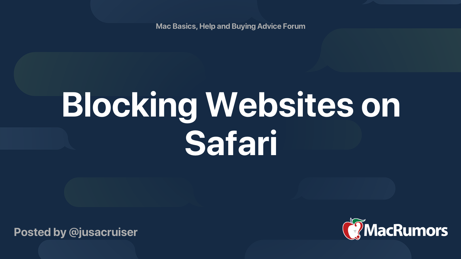 Blocking Websites on Safari | MacRumors Forums