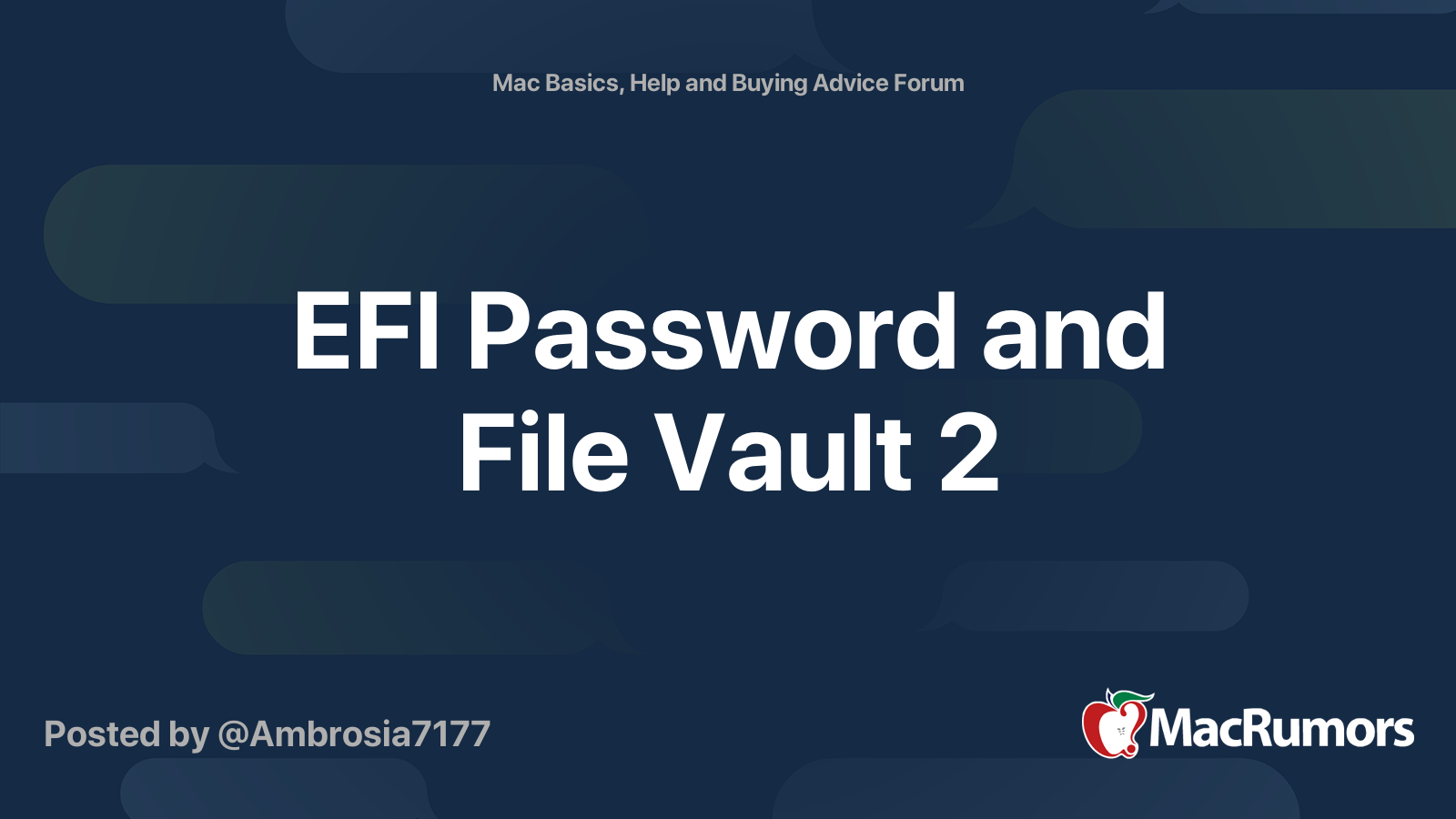 EFI Password and File Vault 2 | MacRumors Forums