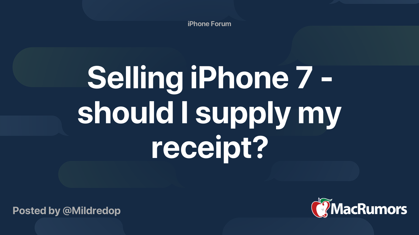 Selling iPhone 7 - should I supply my receipt? | MacRumors Forums