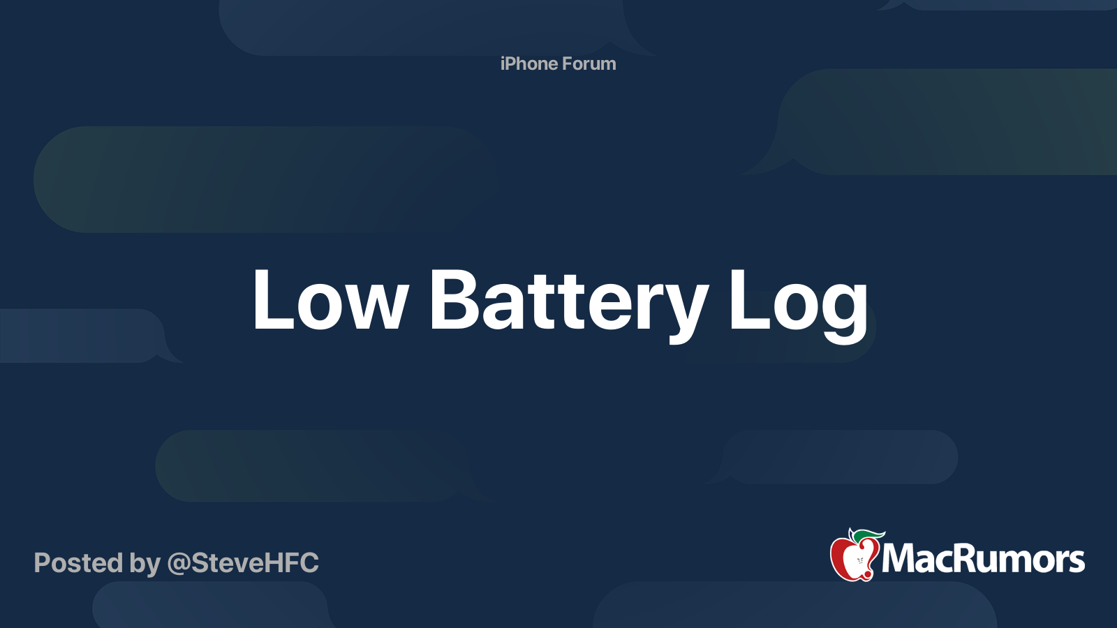 Low Battery Log | MacRumors Forums