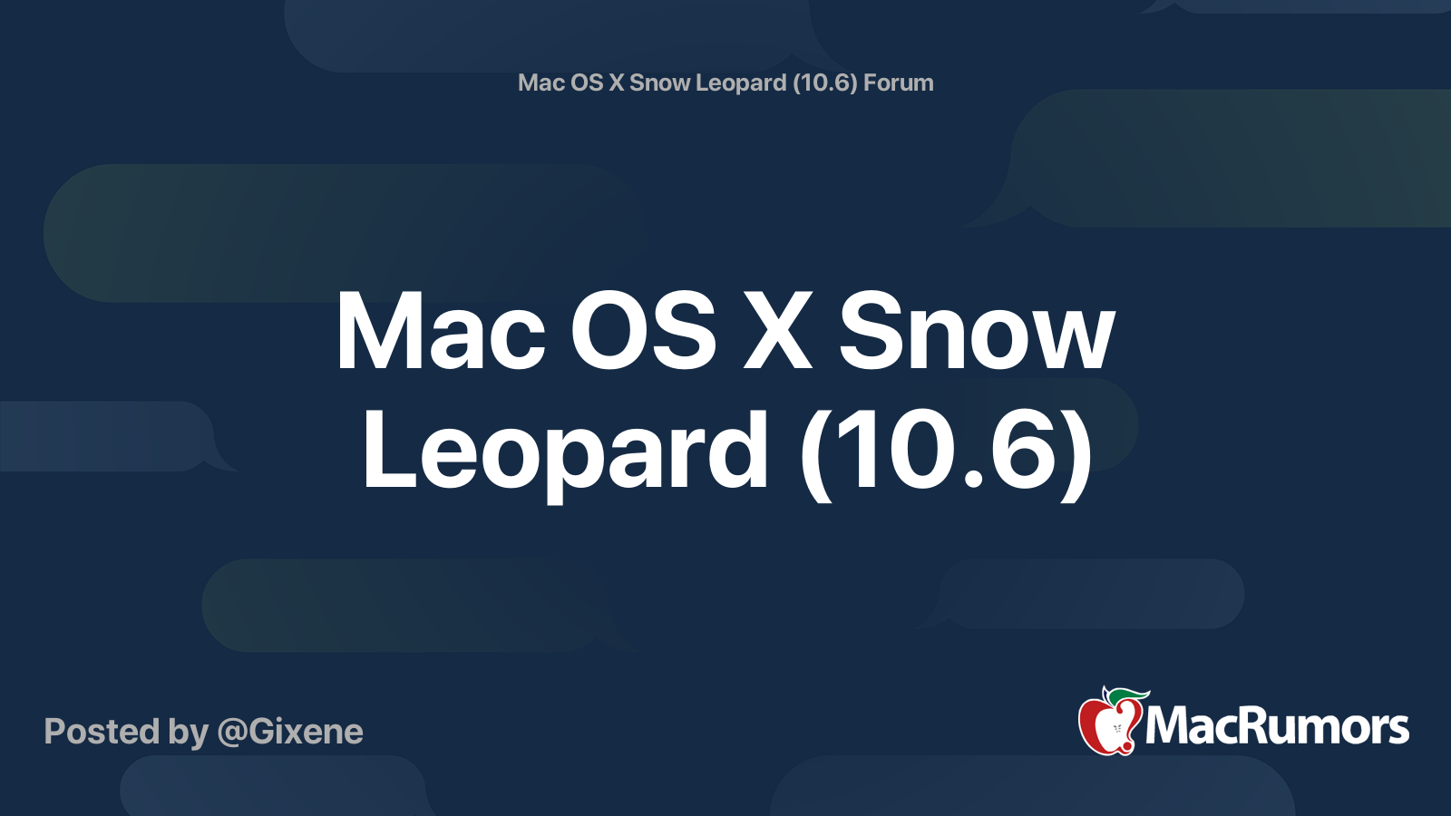 Mac OS X Snow Leopard (10.6) | MacRumors Forums