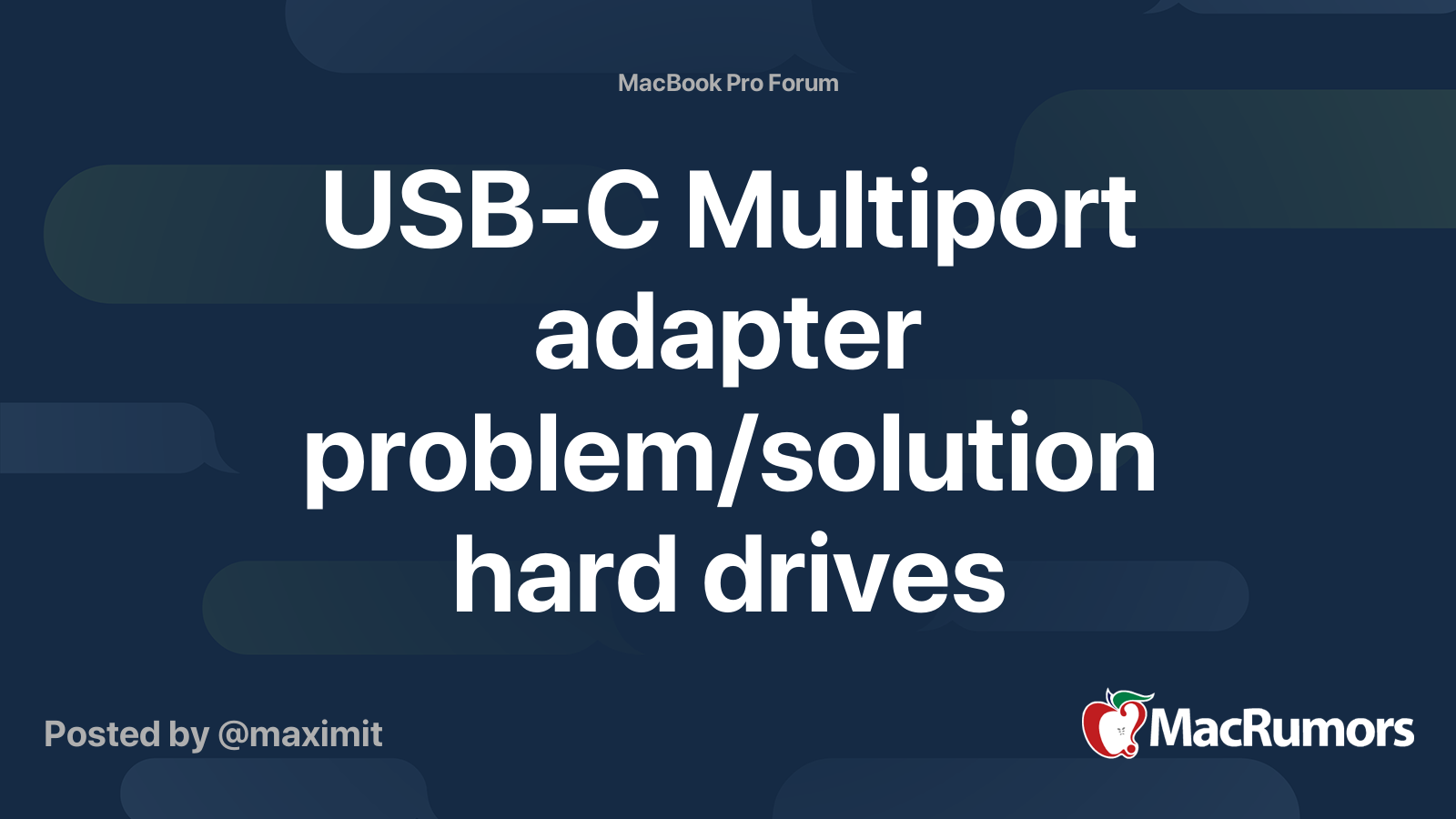 USB-C Multiport adapter problem/solution hard drives | MacRumors Forums