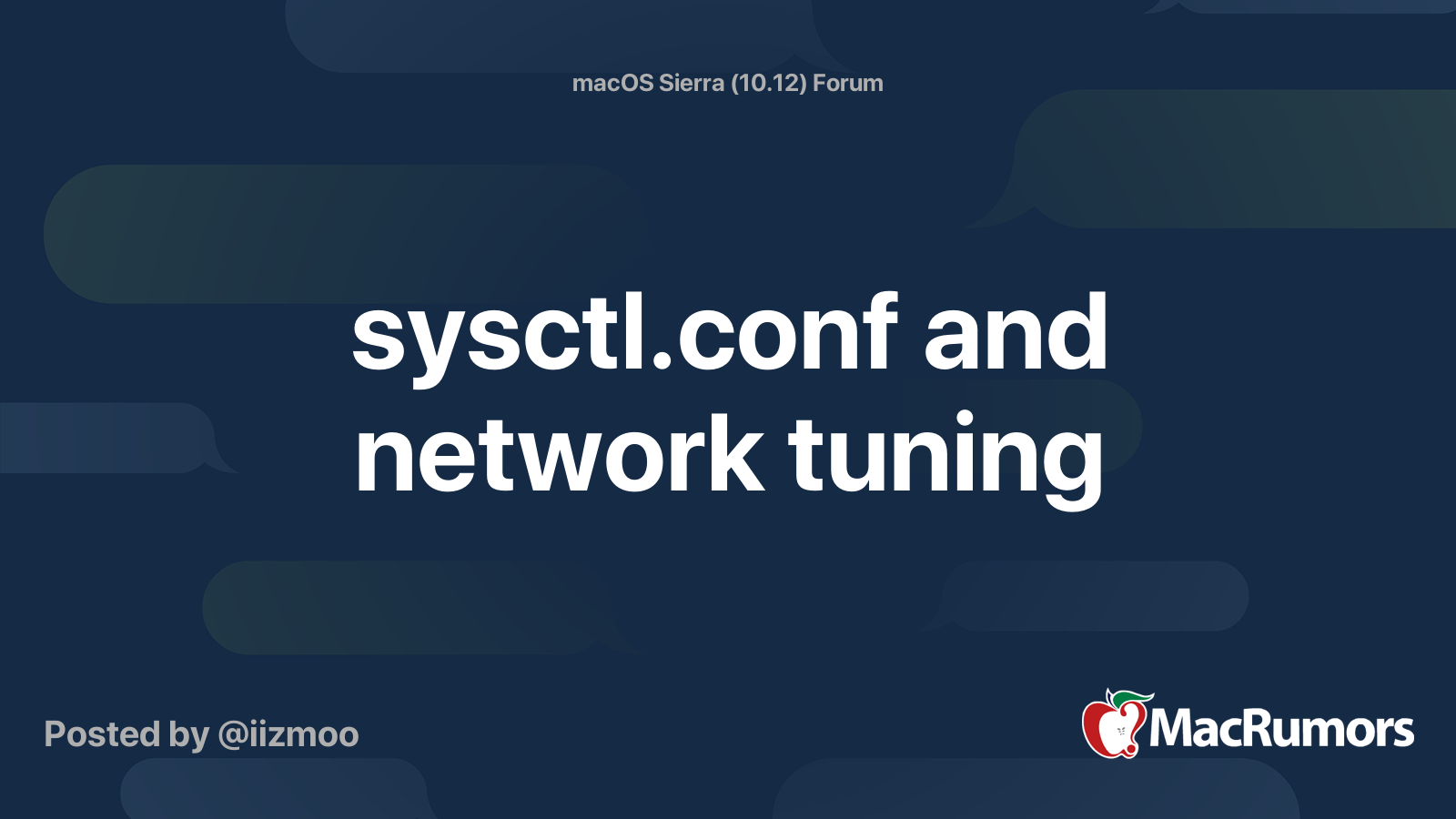 sysctl.conf and network tuning | MacRumors Forums
