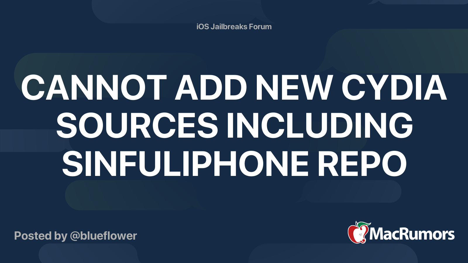 CANNOT ADD NEW CYDIA SOURCES INCLUDING SINFULIPHONE REPO | MacRumors Forums