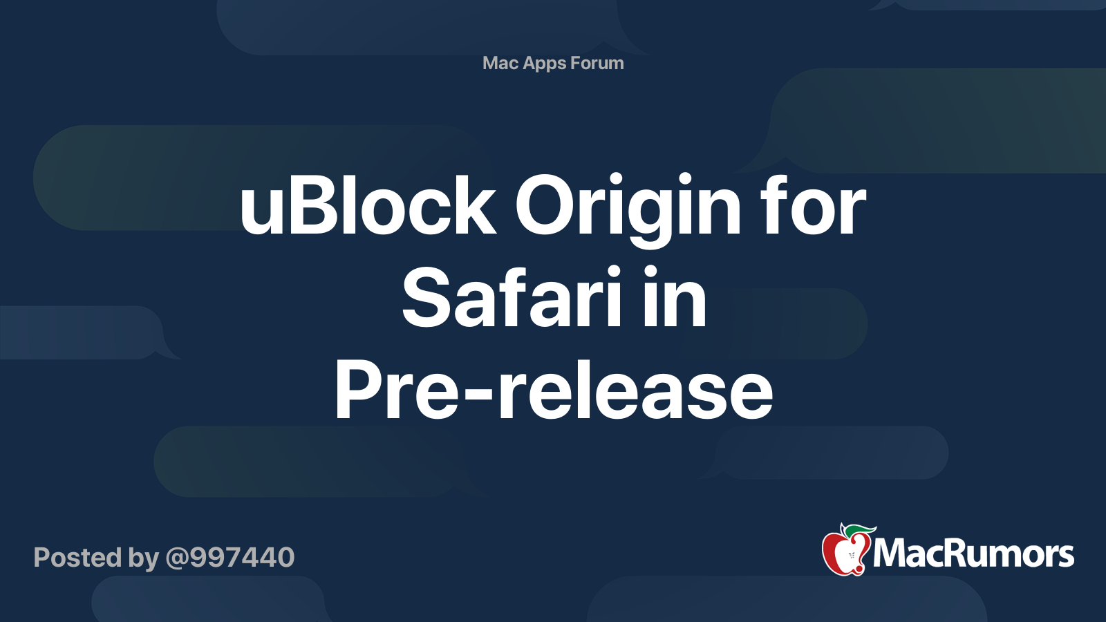 uBlock Origin for Safari in Pre-release | MacRumors Forums