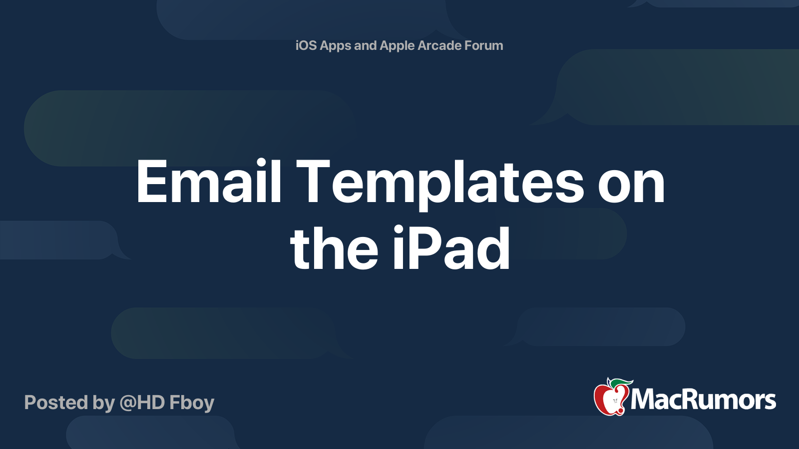 Email Templates on the iPad | MacRumors Forums