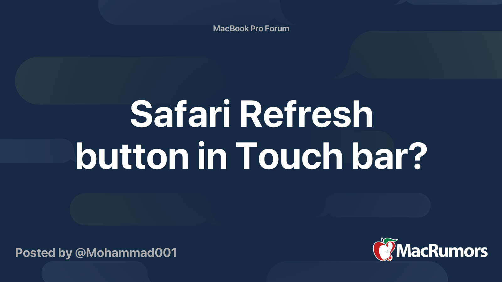 Safari Refresh button in Touch bar? | MacRumors Forums