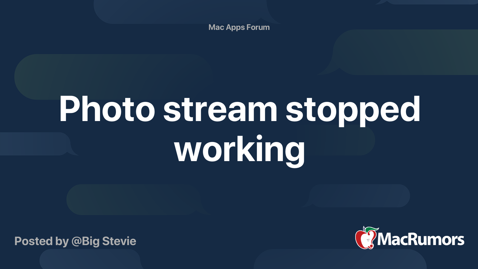Photo stream stopped working | MacRumors Forums