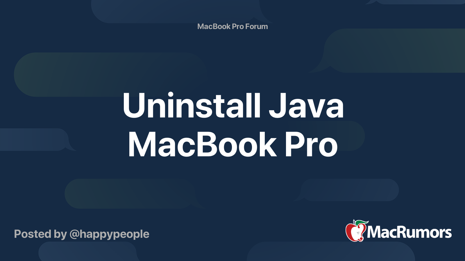 Uninstall Java MacBook Pro | MacRumors Forums