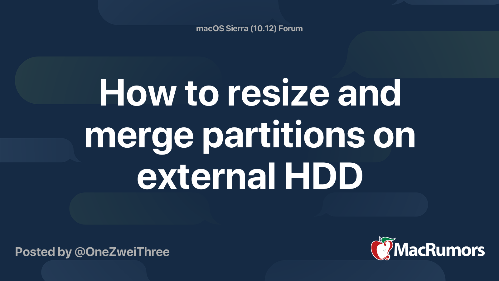 How to resize and merge partitions on external HDD | MacRumors Forums
