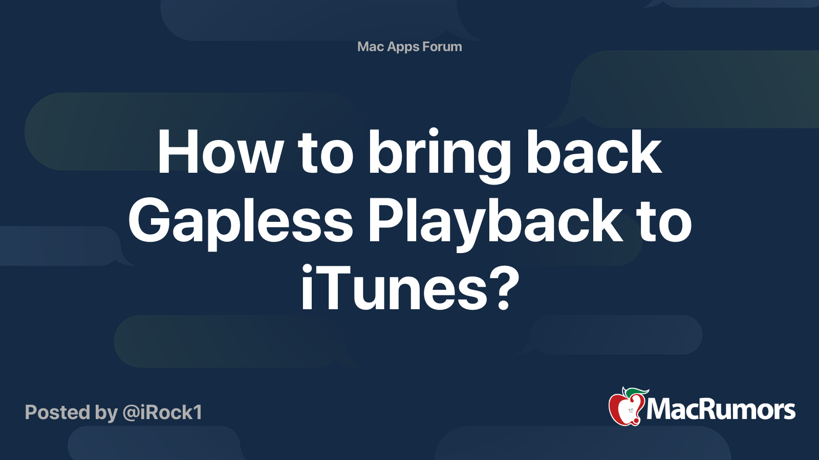 How to bring back Gapless Playback to iTunes? | MacRumors Forums