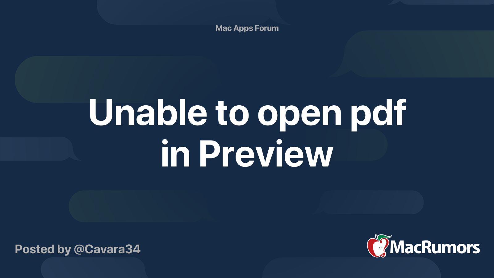 Unable to open pdf in Preview | MacRumors Forums