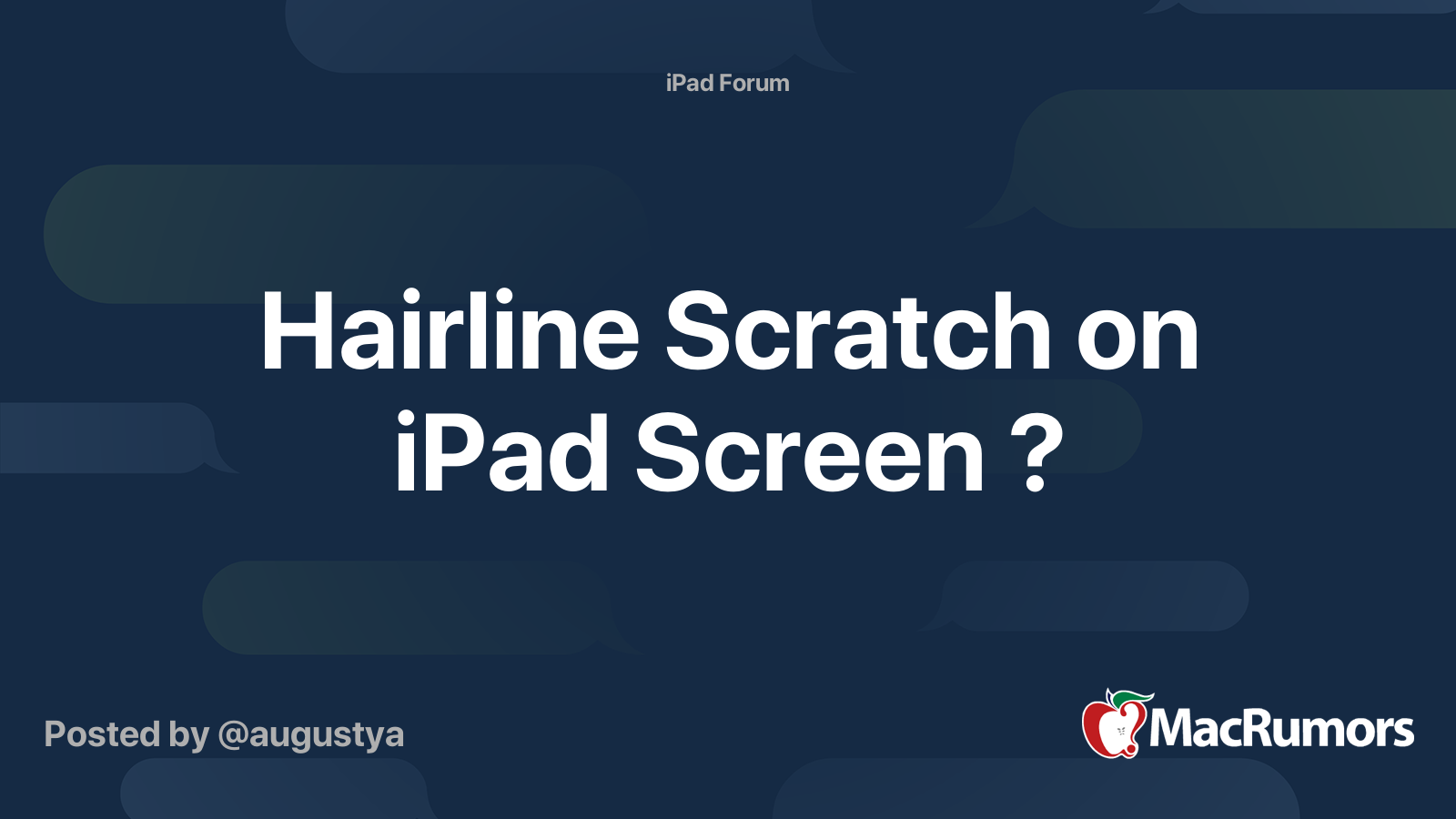 Hairline Scratch on iPad Screen ? | MacRumors Forums