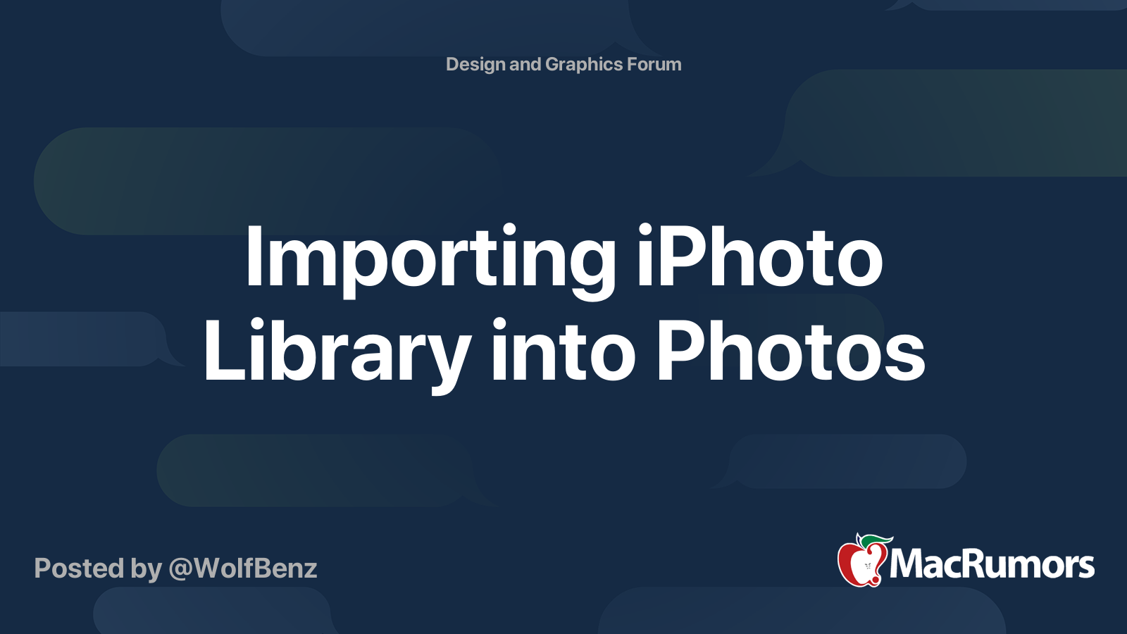 Importing iPhoto Library into Photos | MacRumors Forums