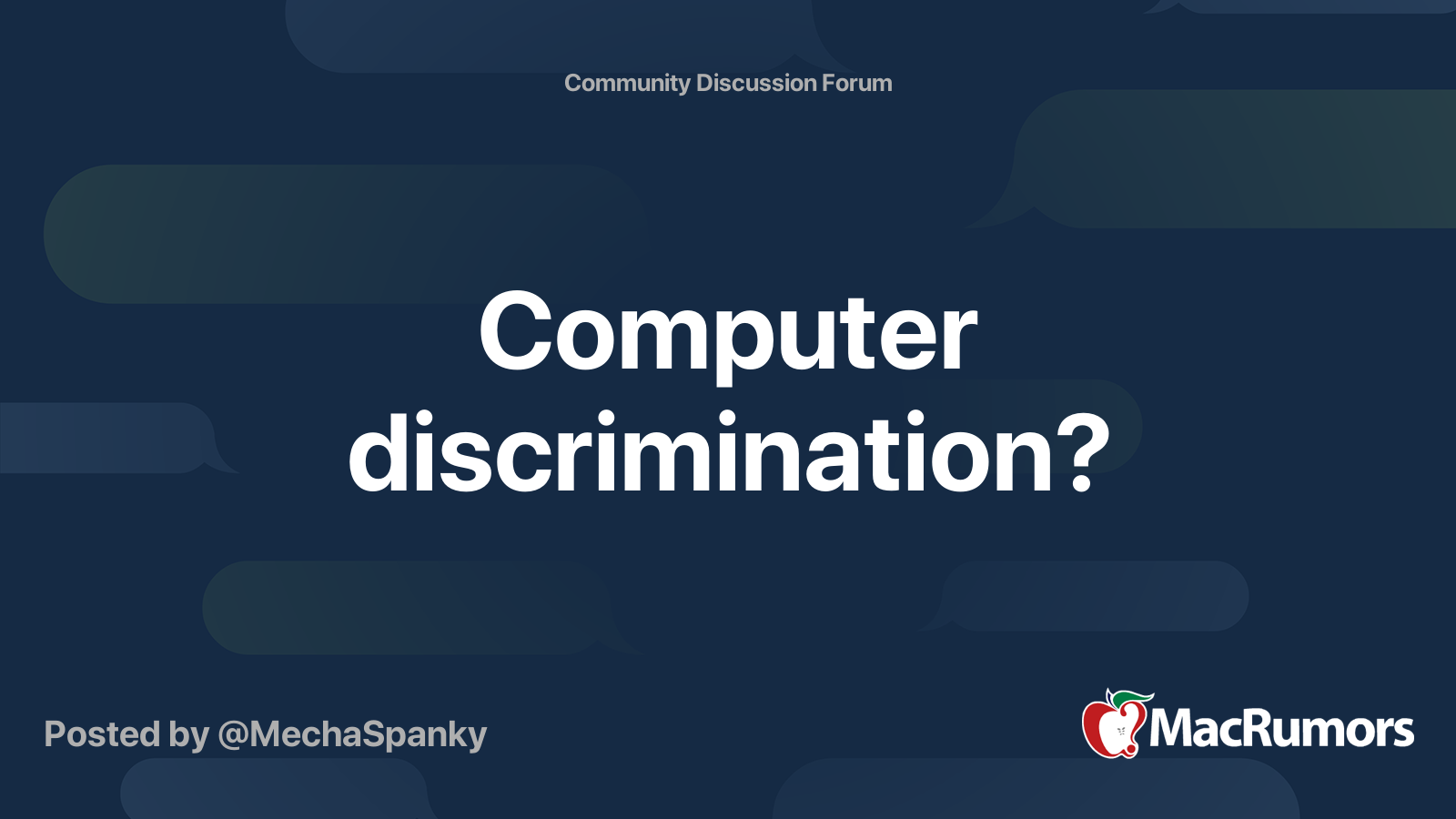 Computer discrimination? | MacRumors Forums