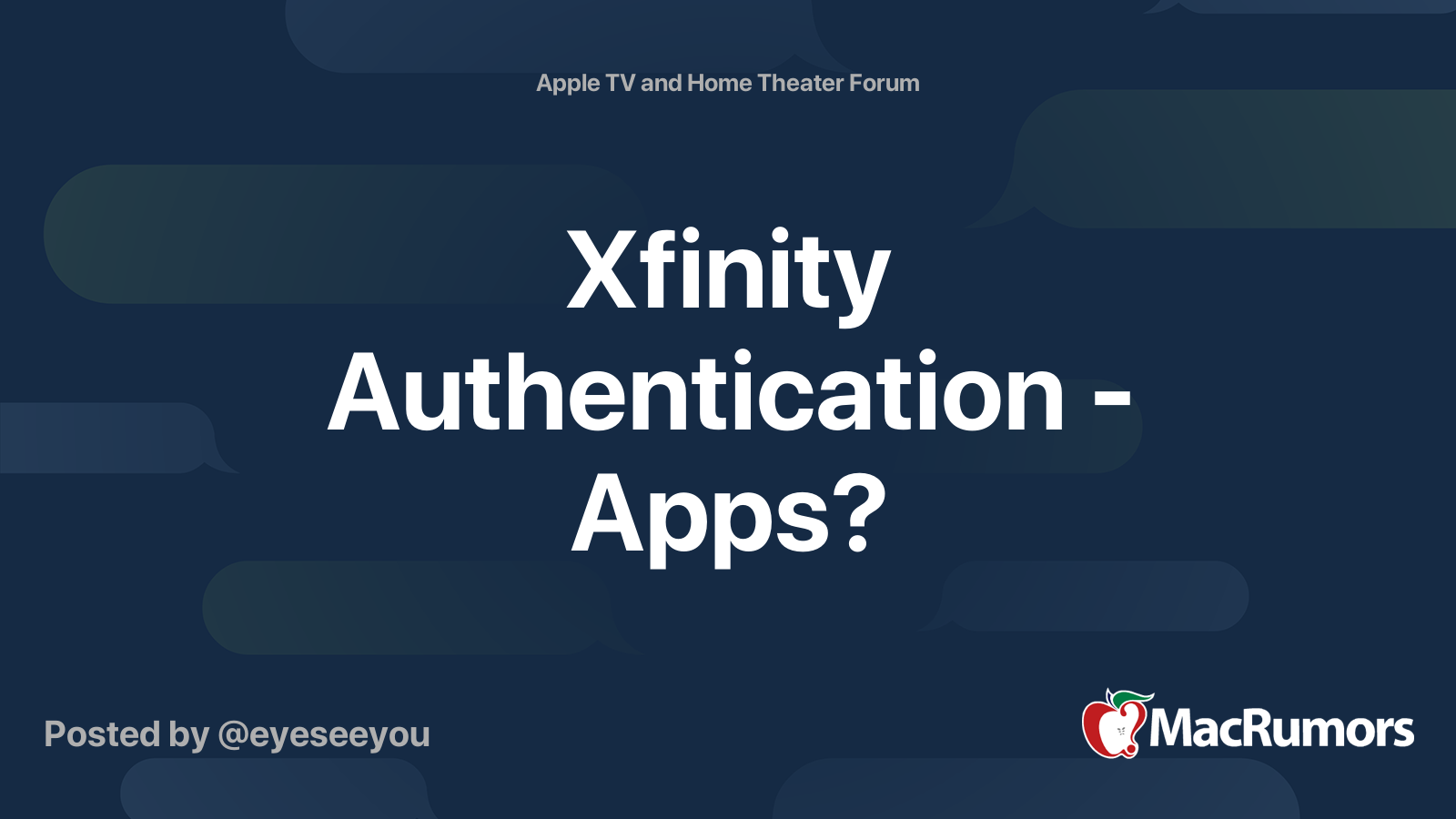 Xfinity Authentication - Apps? | MacRumors Forums