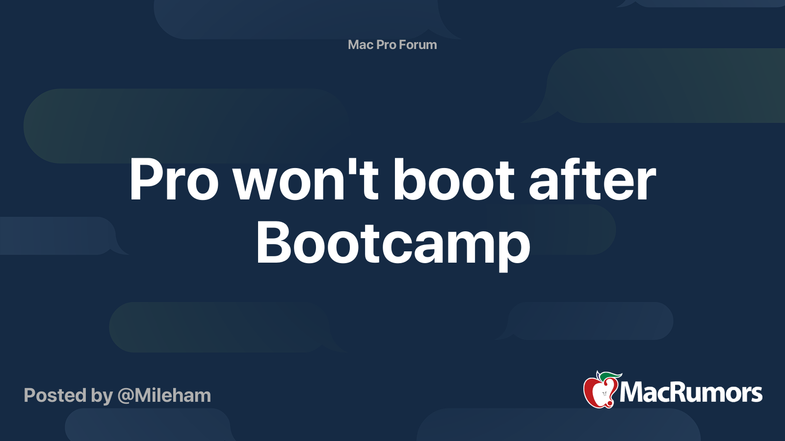 Pro won't boot after Bootcamp | MacRumors Forums